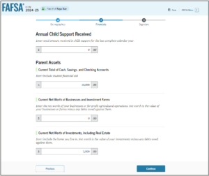 Changes to reporting parent assets – College Money Method